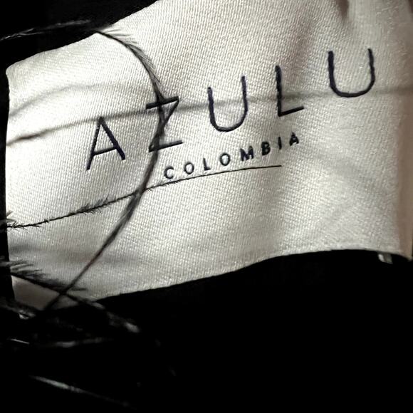 Azulu | Pants & Jumpsuits | Azulu Bosawa Feathertrimmed Satin Black ...